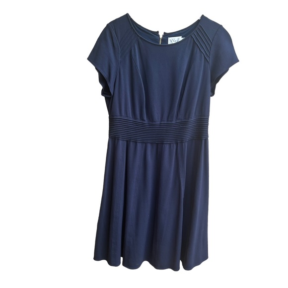 Eliza J | Sweaters | Eliza J Navy Short Sleeve Fit Flare Back Exposed ...